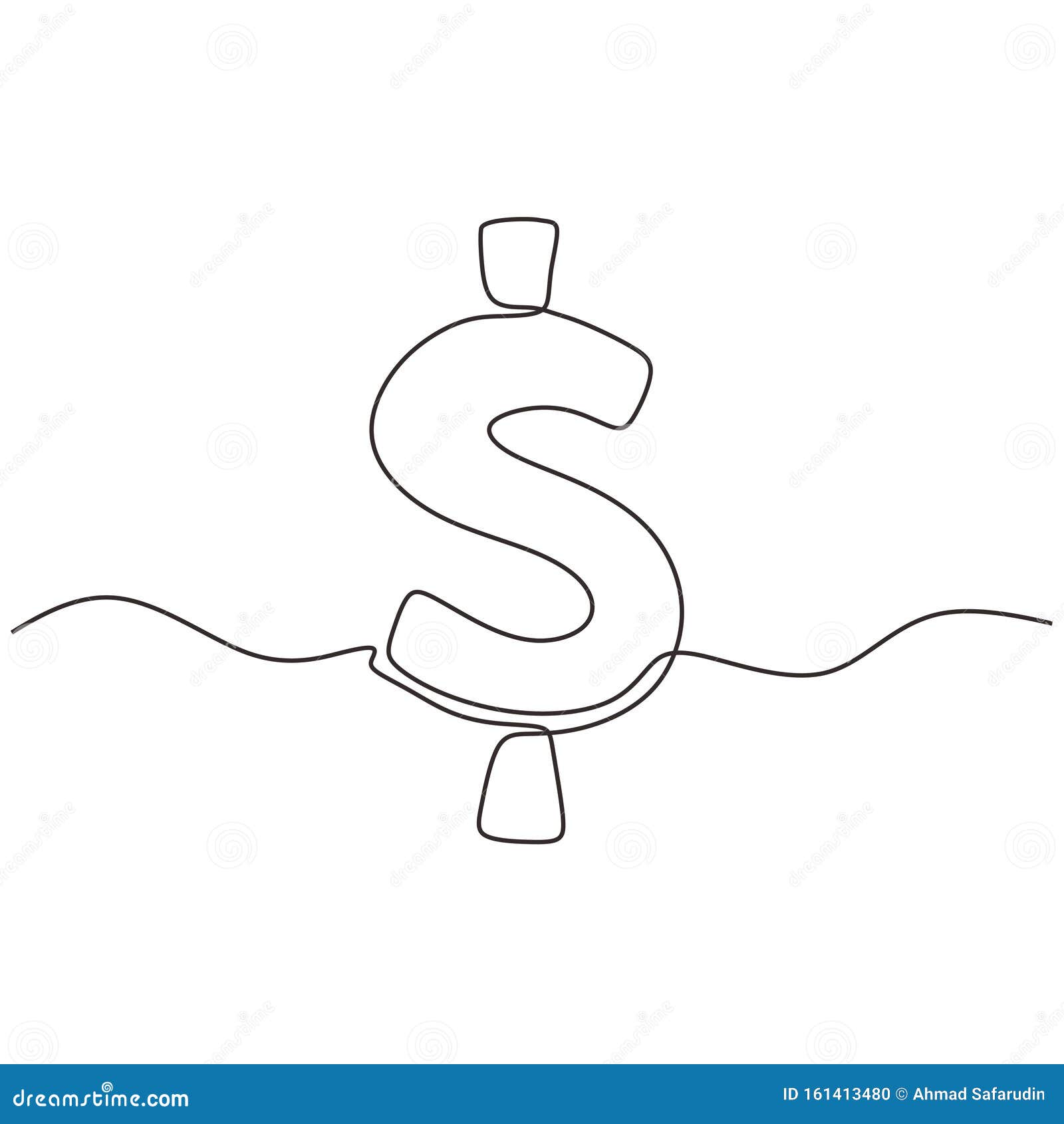 Continuous One Line Drawing of Dollar Sign and Symbol Stock Vector ...