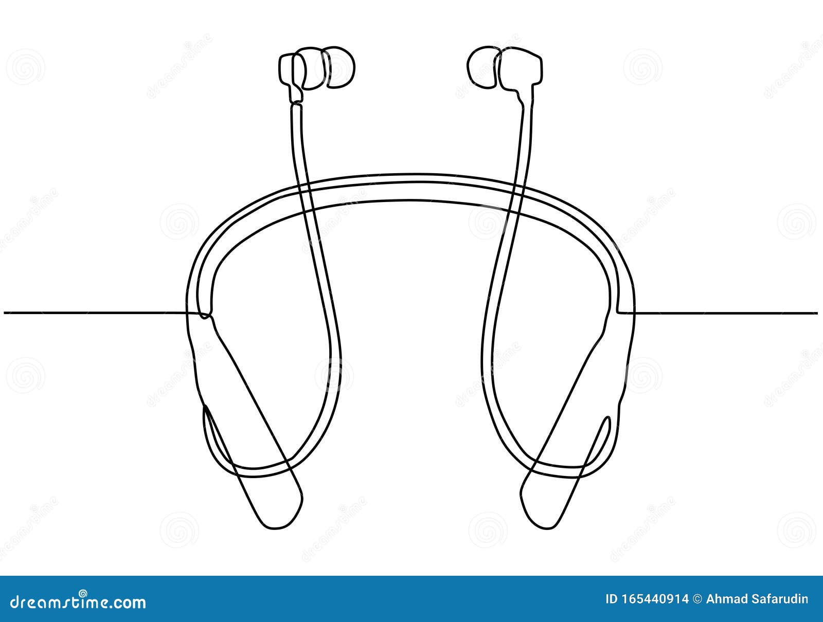 Continuous One Line Drawing of Earphone Tools of Technology Gadget ...