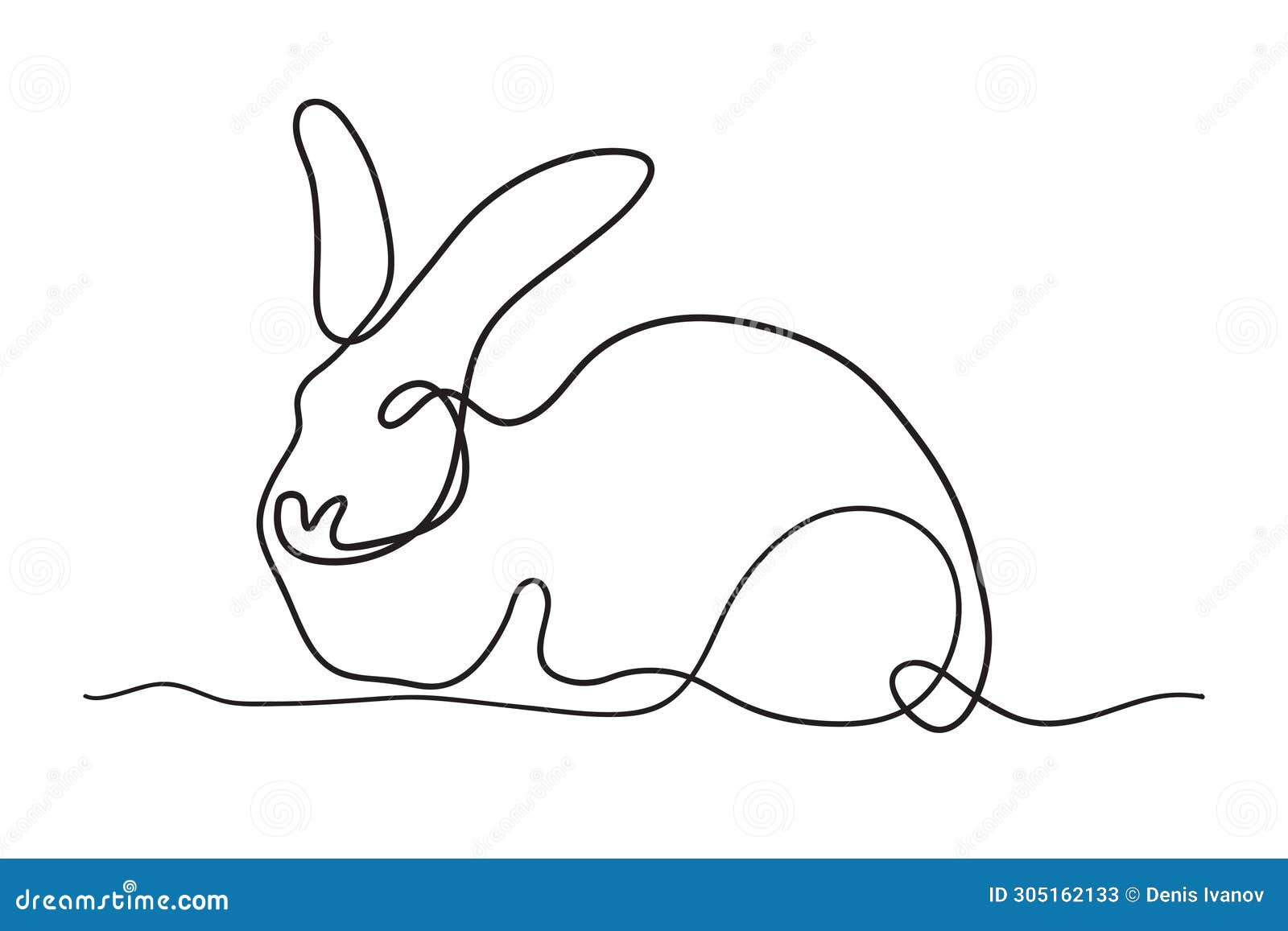 Continuous One Line Drawing Easter Bunny Stock Illustration ...