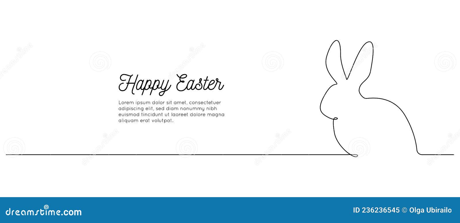 Continuous One Line Drawing of Easter Bunny. Cute Rabbit Silhouette ...