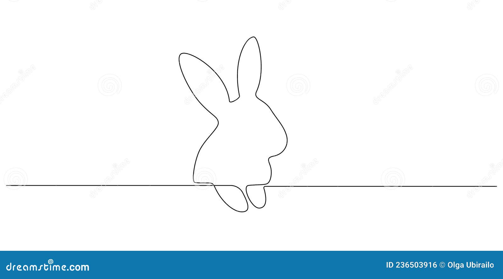 Continuous One Line Drawing Of Easter Bunny. Cute Rabbit Silhouette ...