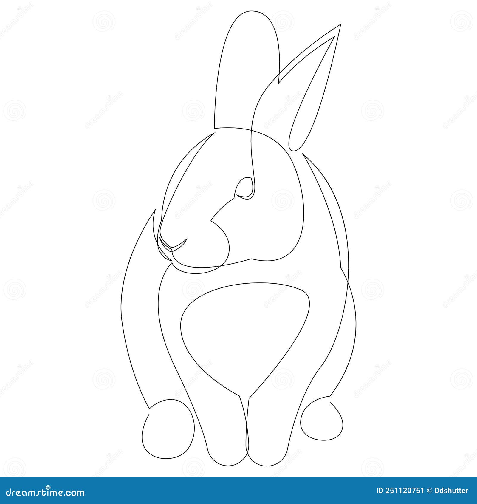Continuous One Line Drawing of Easter Bunny. Cute Rabbit Silhouette ...