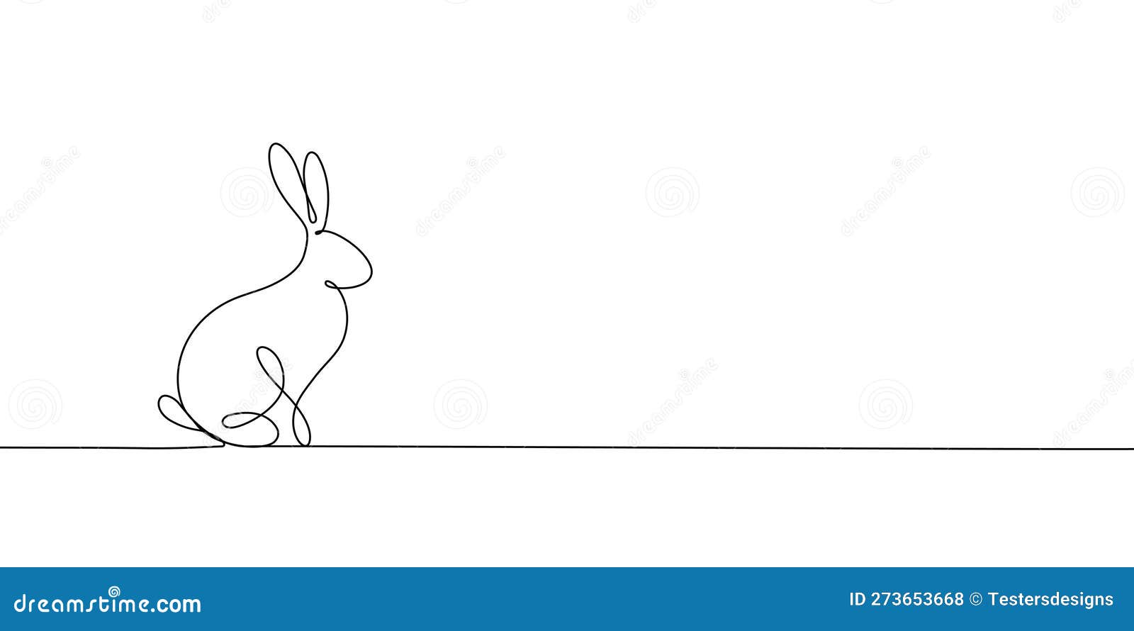 Continuous One-line Drawing of Easter Bunny. Cute Rabbit Silhouette ...