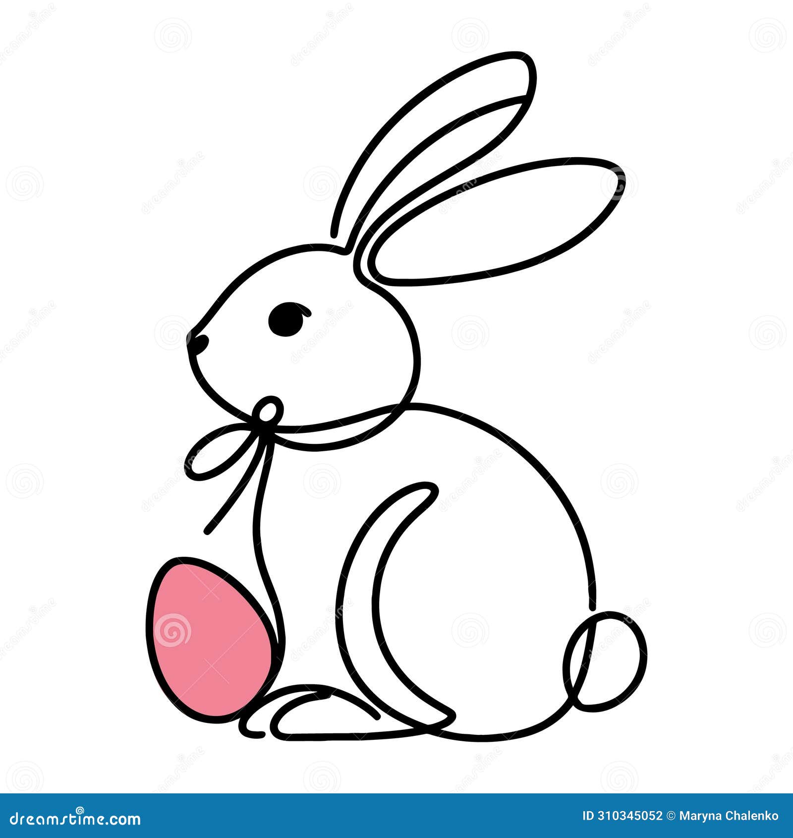 Continuous One Line Drawing of Easter Bunny. Cute Rabbit Silhouette ...