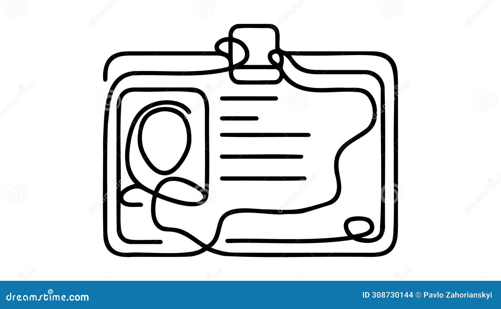 Continuous One Line Drawing Employee Identification Card Illustration ...