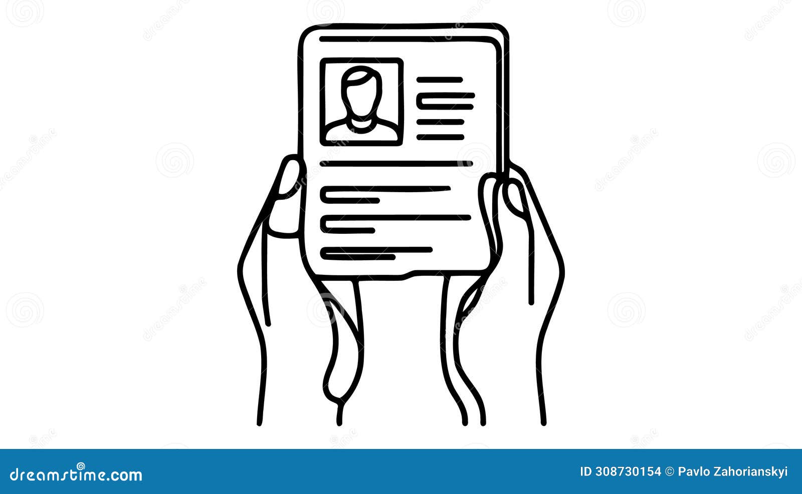 Continuous One Line Drawing Employee Identification Card Illustration ...