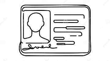 Continuous One Line Drawing Employee Identification Card Illustration ...