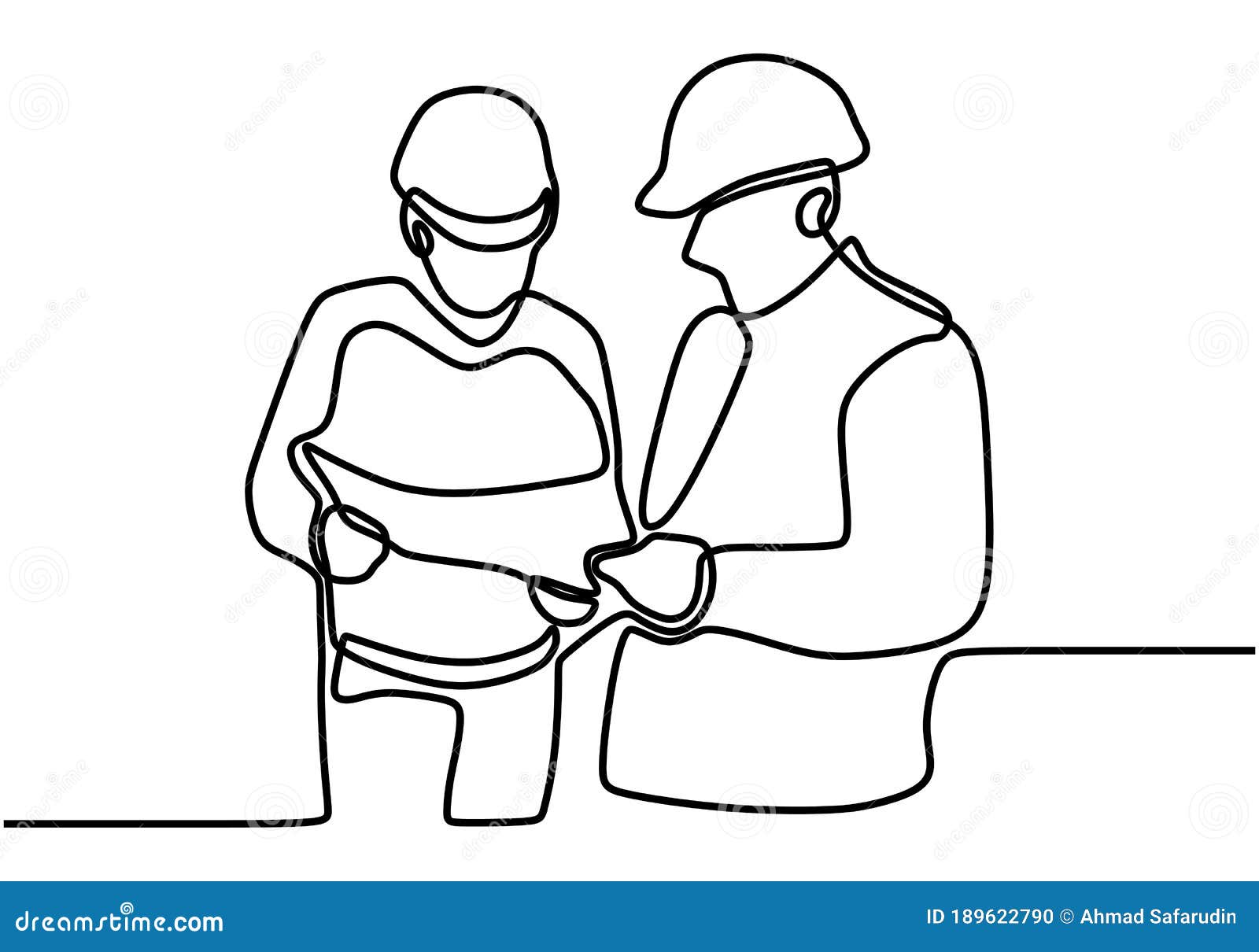 Continuous One Line Drawing Engineer Building Construction Supervision ...