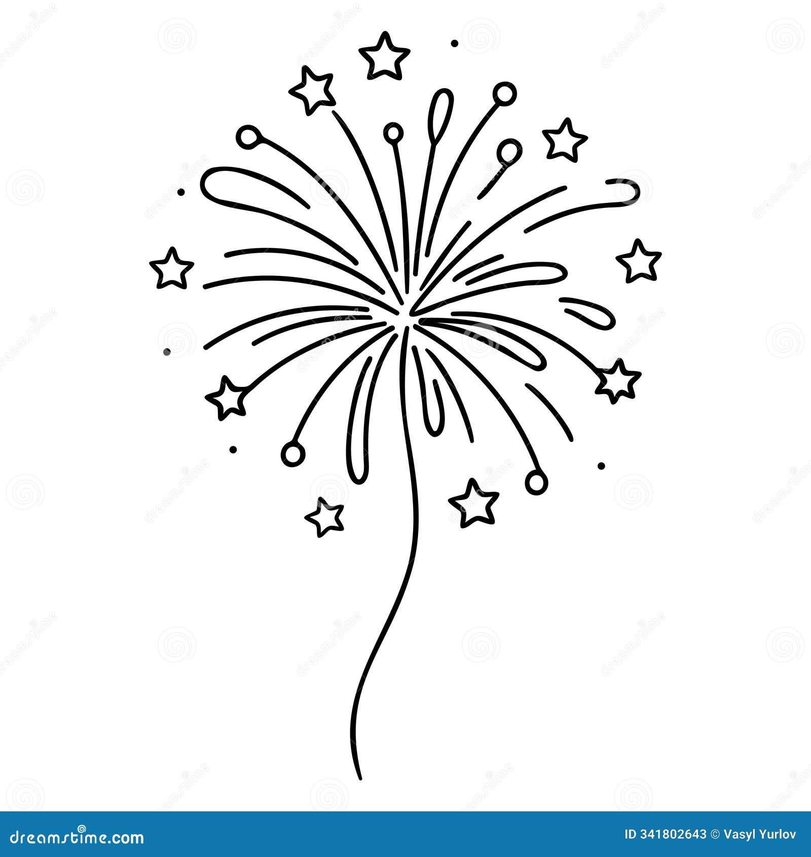Continuous One Line Drawing of Exploded Firework. Sparklers Outline ...