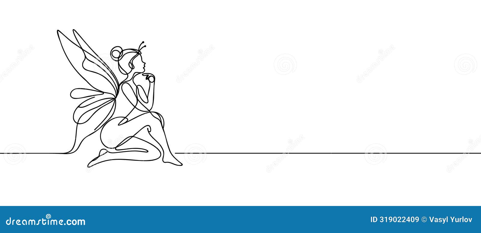 Continuous One Line Drawing of a Fairy. Simple Vector Illustration ...