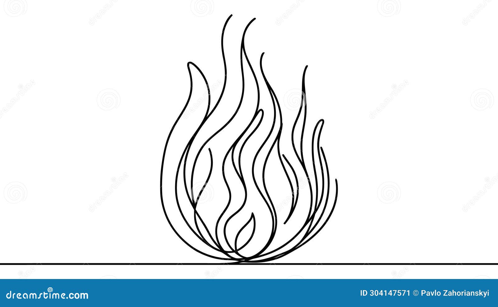 Continuous One Line Drawing of Fire. Fire Flame Single Line Art Vector ...