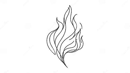 Continuous One Line Drawing of Fire. Fire Flame Single Line Art Vector ...
