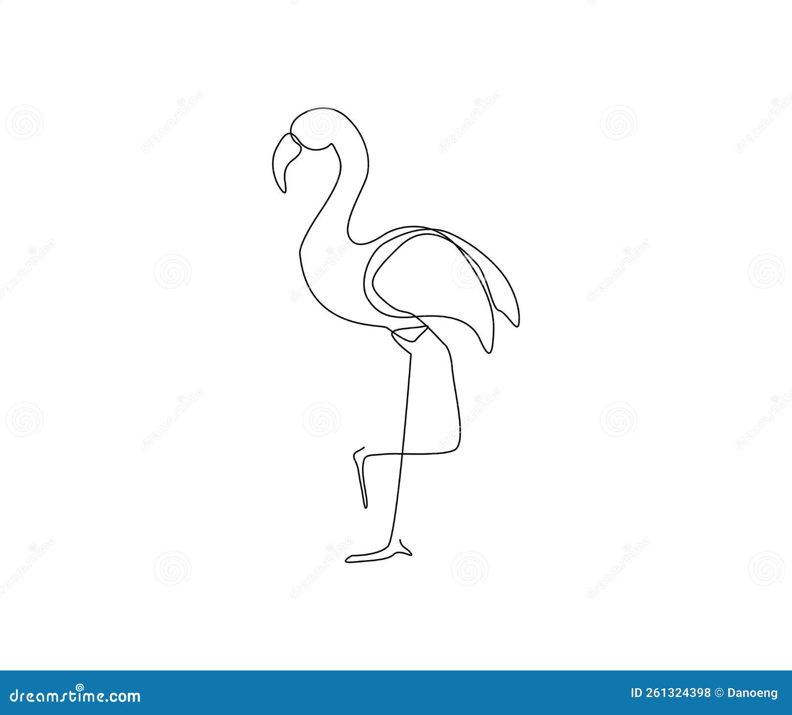 Continuous One Line Drawing of Flamingo Bird.Beautiful Flamingo Simple ...