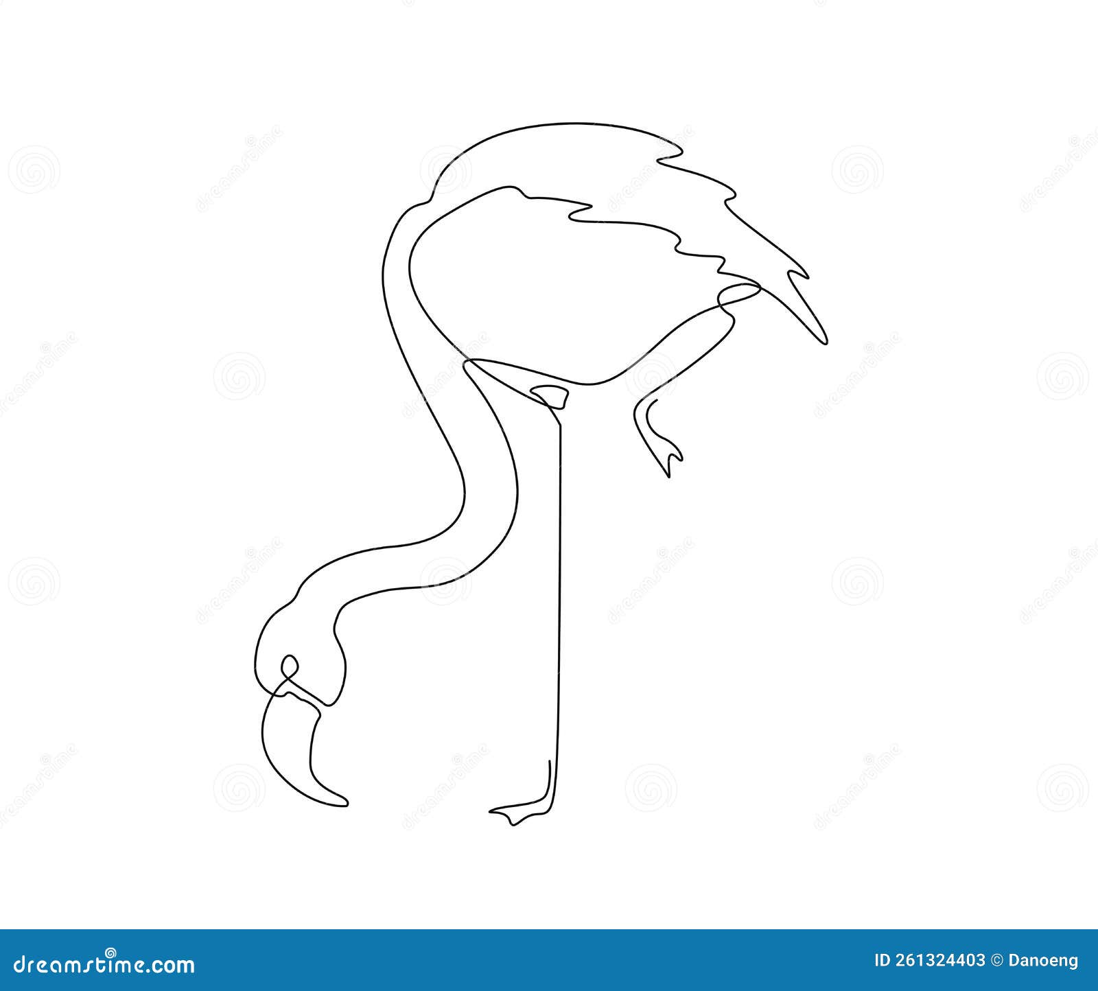 Continuous One Line Drawing of Flamingo Bird.Beautiful Flamingo Simple ...