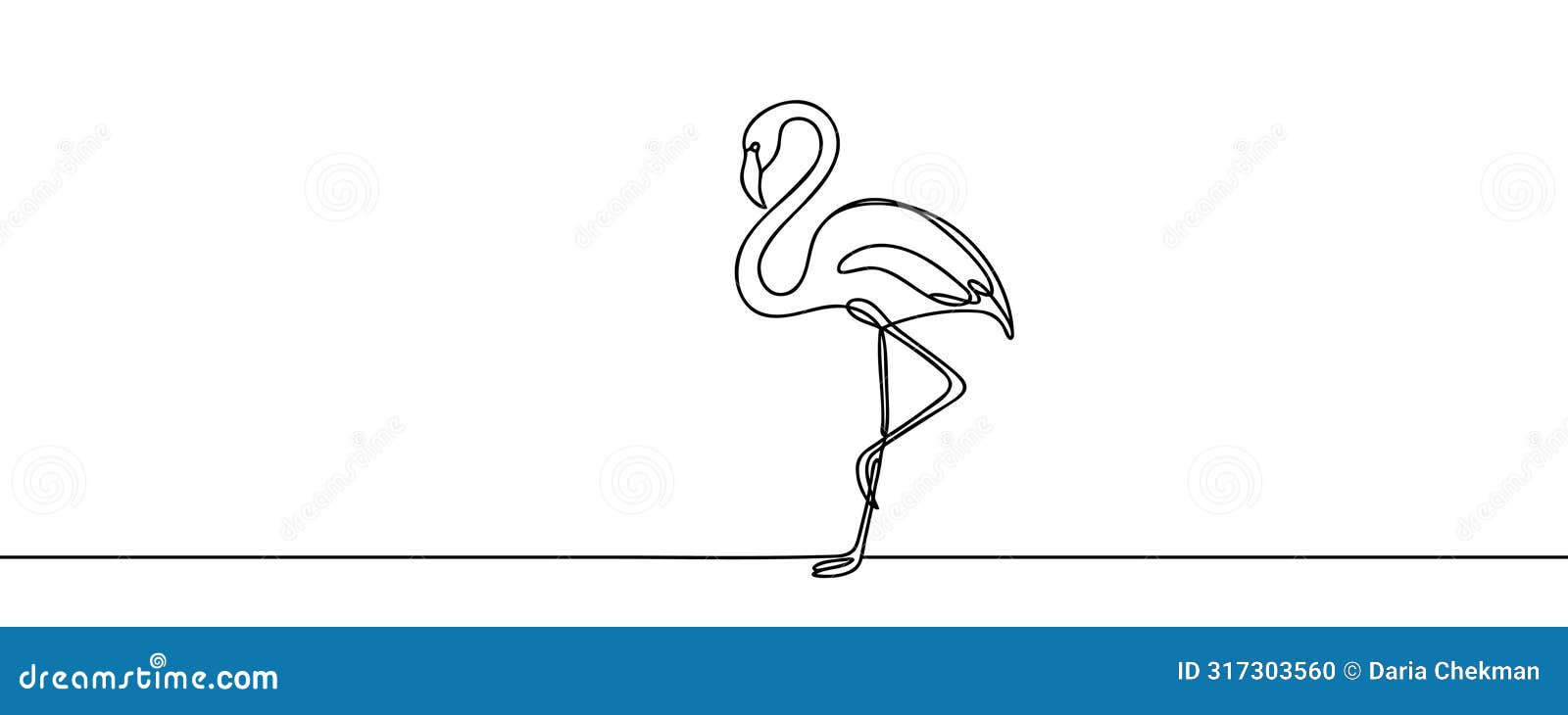 Continuous One Line Drawing of Flamingo.outline Vector Illustration ...