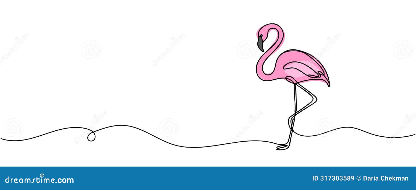 Continuous One Line Drawing of Flamingo.outline Vector Illustration ...