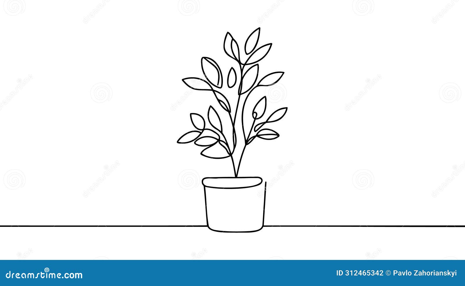 Continuous One Line Drawing of a Flower in a Pot. Beautiful Flower ...