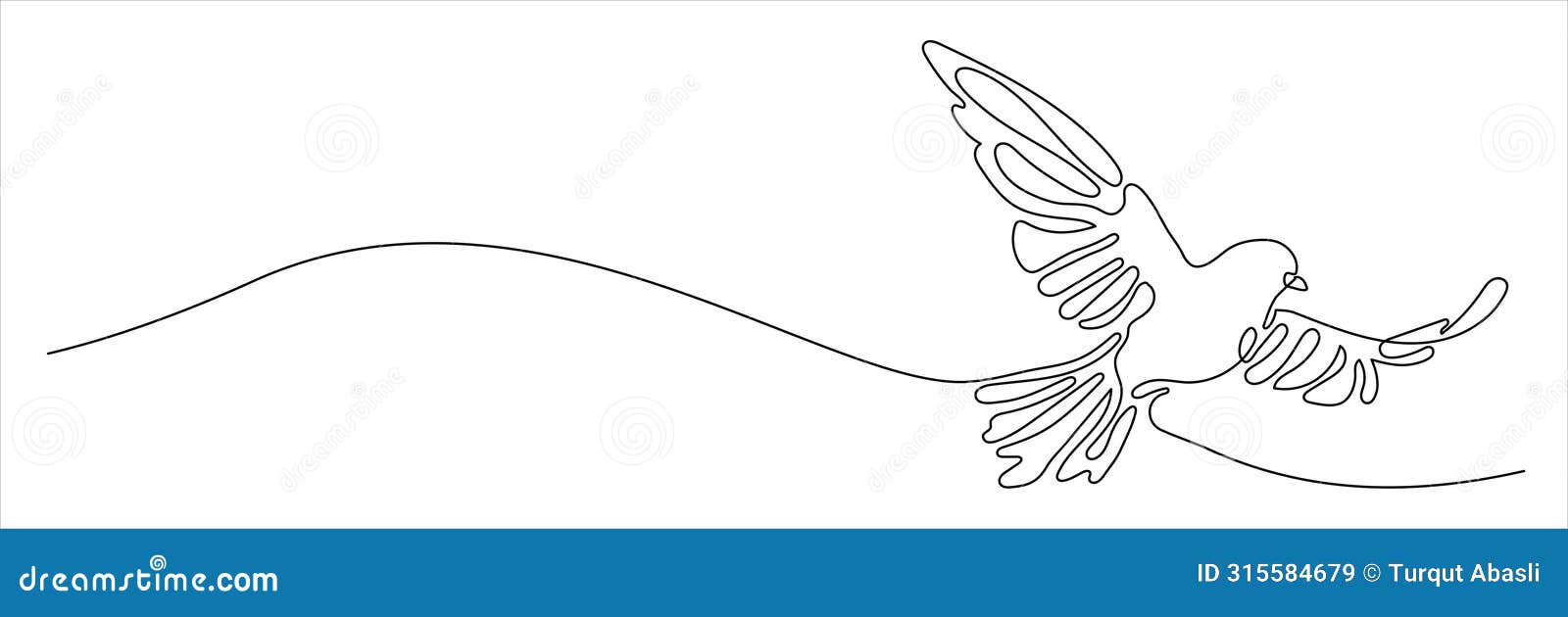 Continuous One Line Drawing of Flying Pigeon or Dove.vector ...