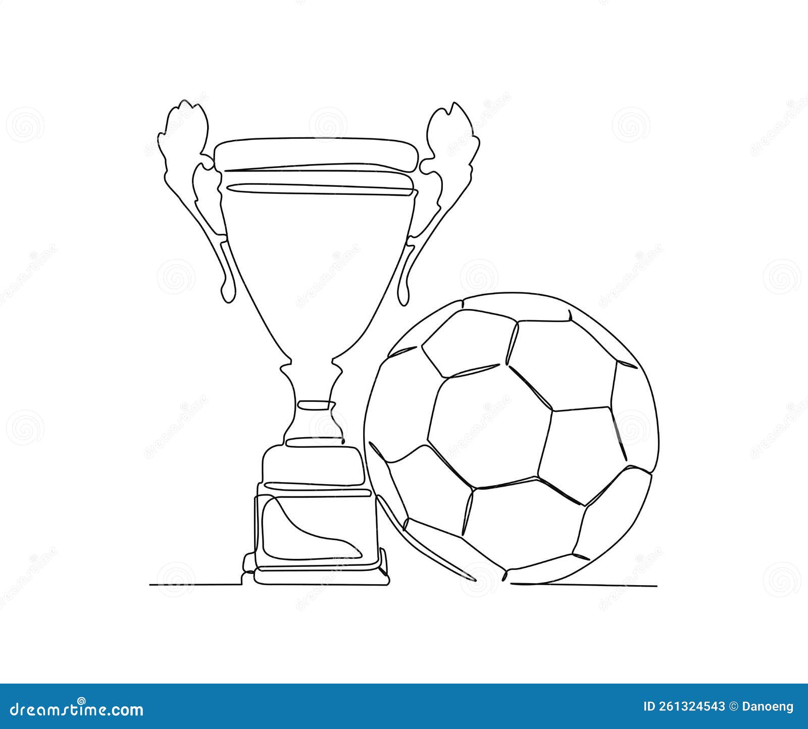 Continuous One Line Drawing of Football Ball and Trophy. Football ... Continuous One Line Drawing of Football Ball and Trophy. Football ...