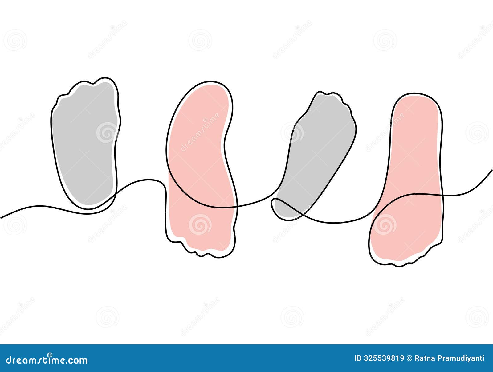 Continuous One Line Drawing of Footsteps Stock Vector - Illustration of ...