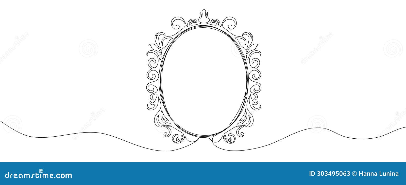 Continuous One-line Drawing of a Frame or Mirror. Sketch of a Mirror ...
