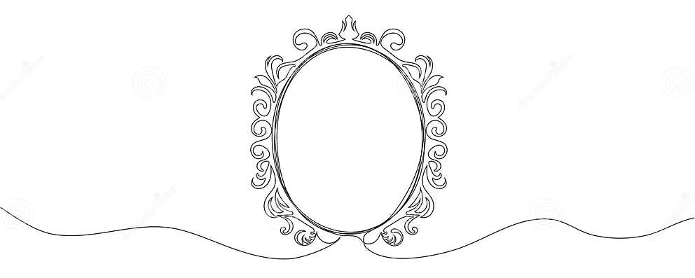 Continuous One-line Drawing of a Frame or Mirror. Sketch of a Mirror ...