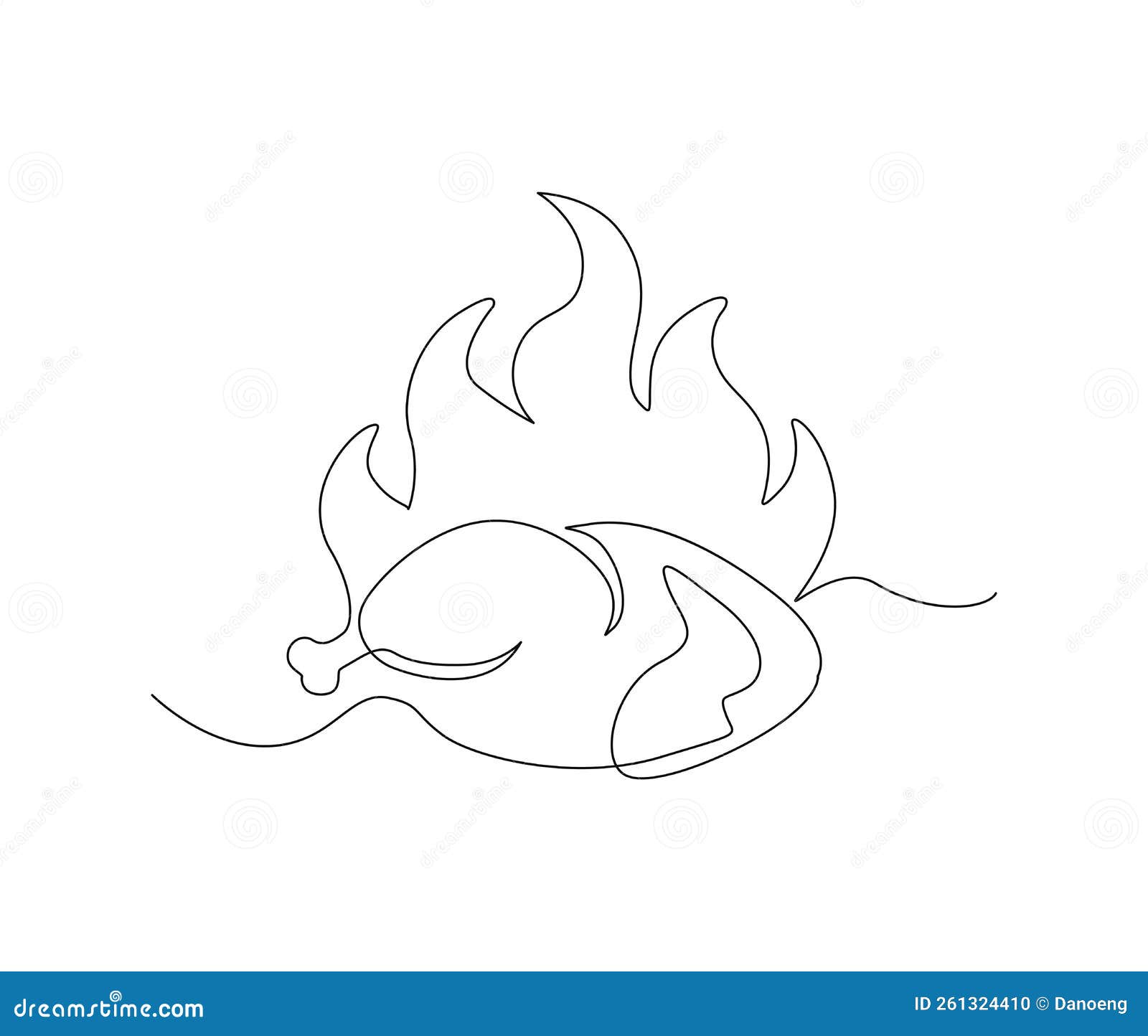 Continuous One Line Drawing of Fresh Chicken Carcass. Chicken Meat with ...