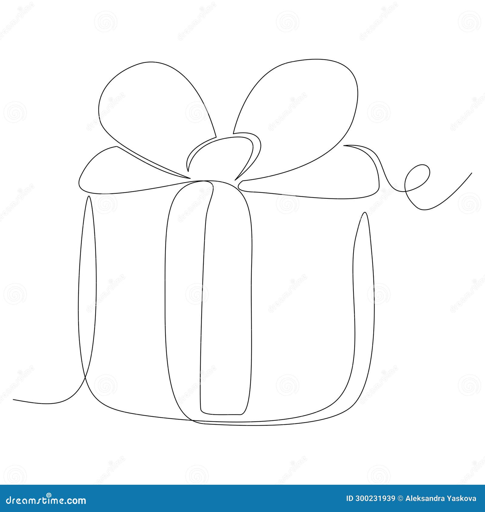 Continuous One Line Drawing of Gift Box with Bow. Single Line Draw ...