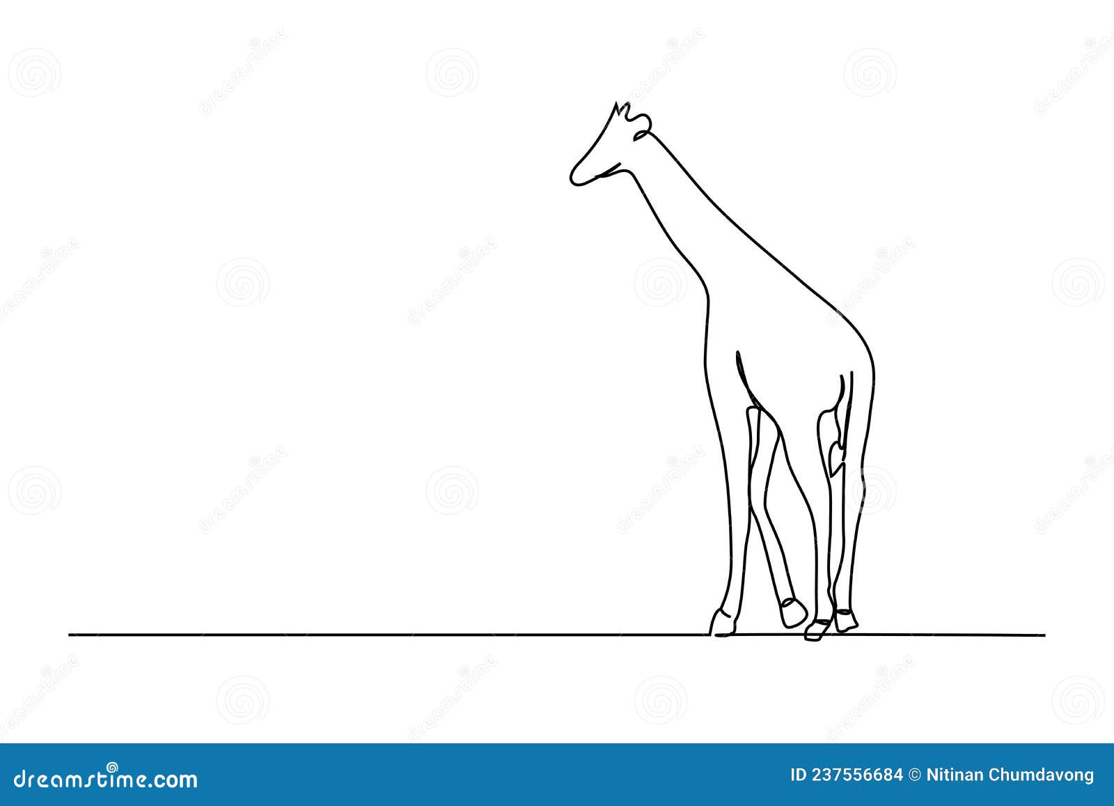 Continuous One Line Drawing. Giraffe Walking Symbol. Logo Of The ...