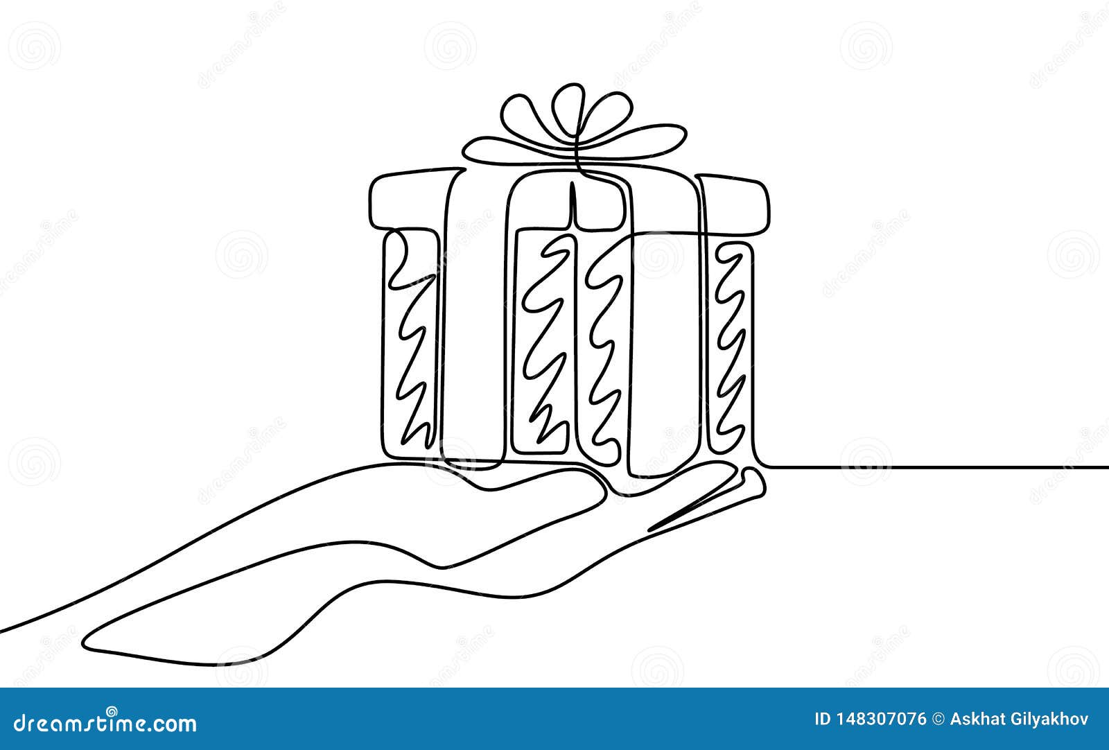 Continuous One Line Drawing Give a Gift. Vector Illustration. Stock ...