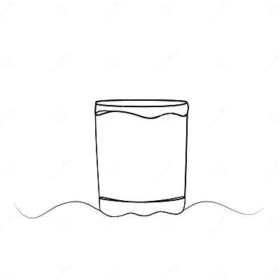 Continuous One Line Drawing of a Glass of Water Stock Vector ...