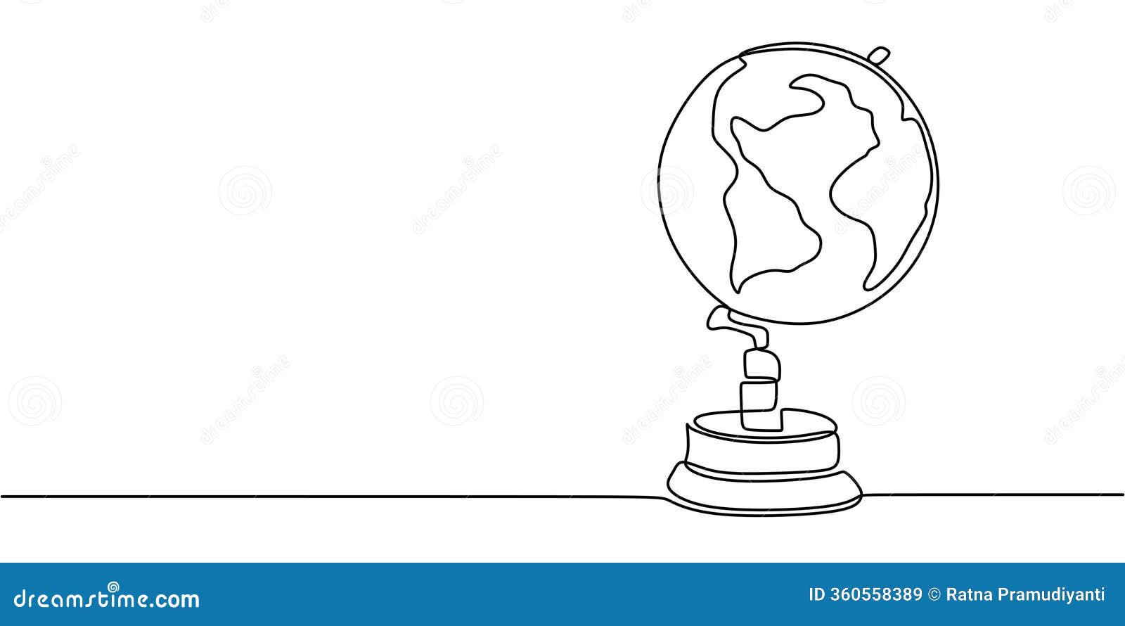 Continuous One Line Drawing of Globe with Vintage Map. World Map with ...