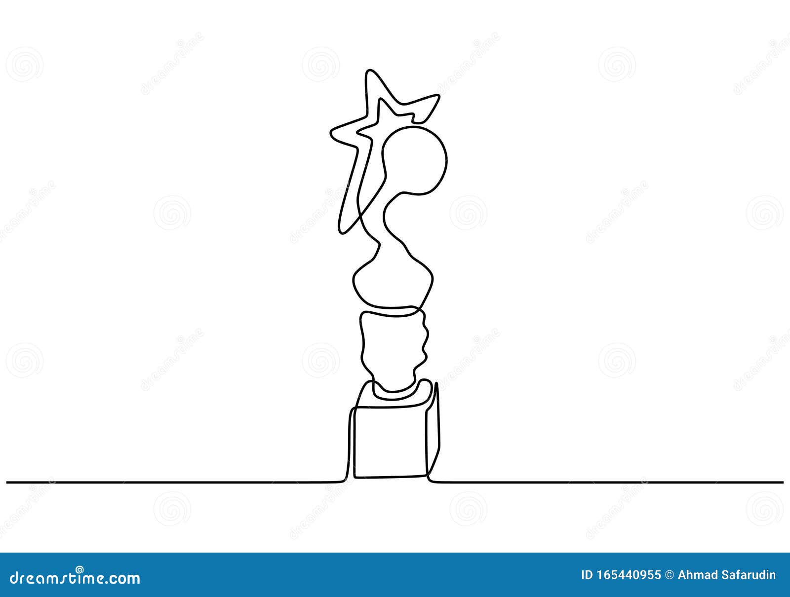 Continuous One Line Drawing of Golden Trophy Symbol of Winner Stock ...