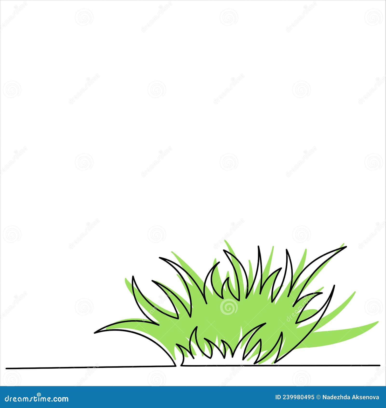 Continuous One Line Drawing. Grass in the Meadow Stock Vector ...