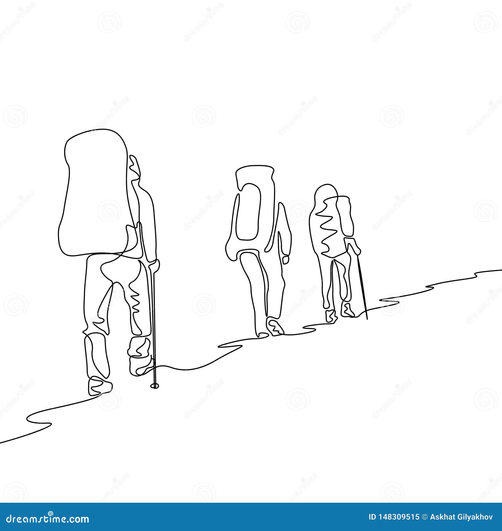Continuous One Line Drawing Group of Three Travelers Hiking Stock ... Continuous One Line Drawing Group of Three Travelers Hiking Stock ...