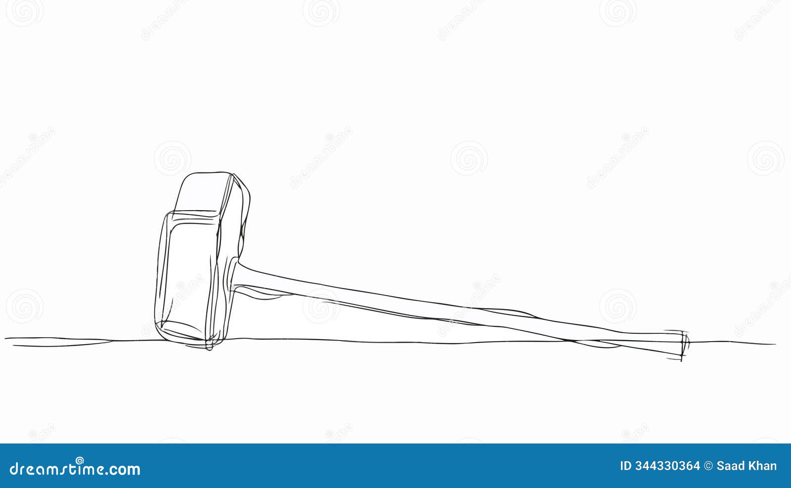 Continuous One Line Drawing of Hammer Stock Illustration - Illustration ...