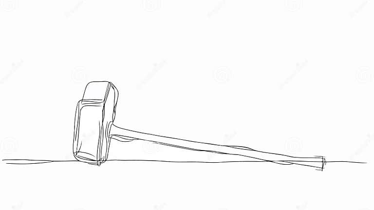 Continuous One Line Drawing of Hammer Stock Illustration - Illustration ...