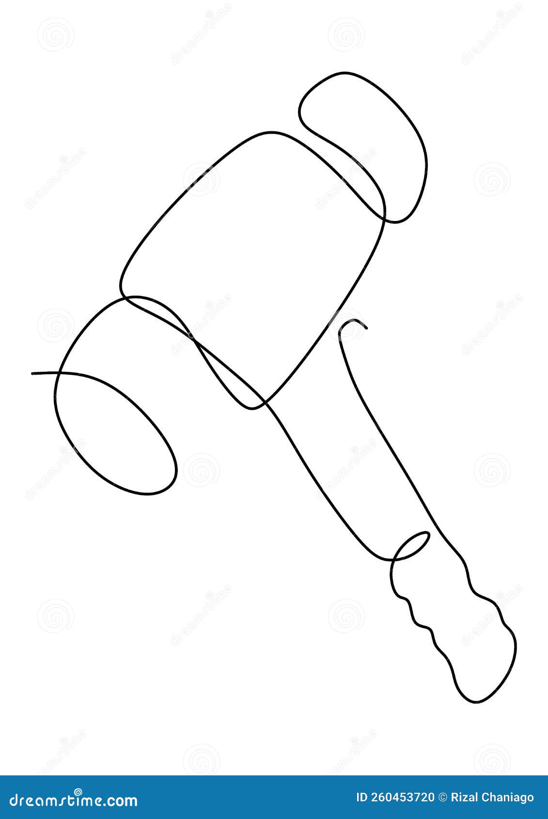 Continuous One-line Drawing. a Hammer on White Background Stock ...
