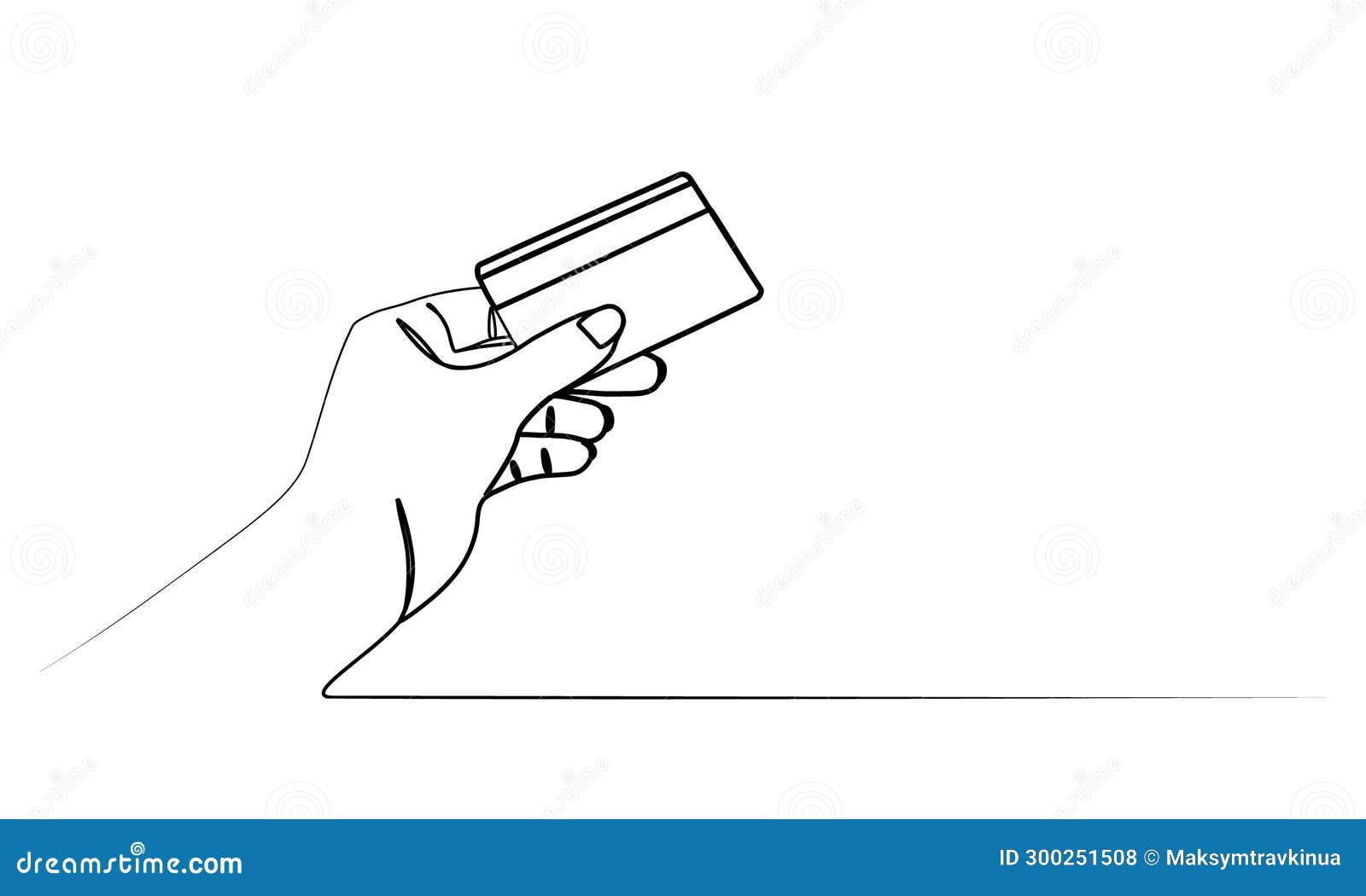Continuous One Line Drawing of a Hand with a Bank Card. Stock ...