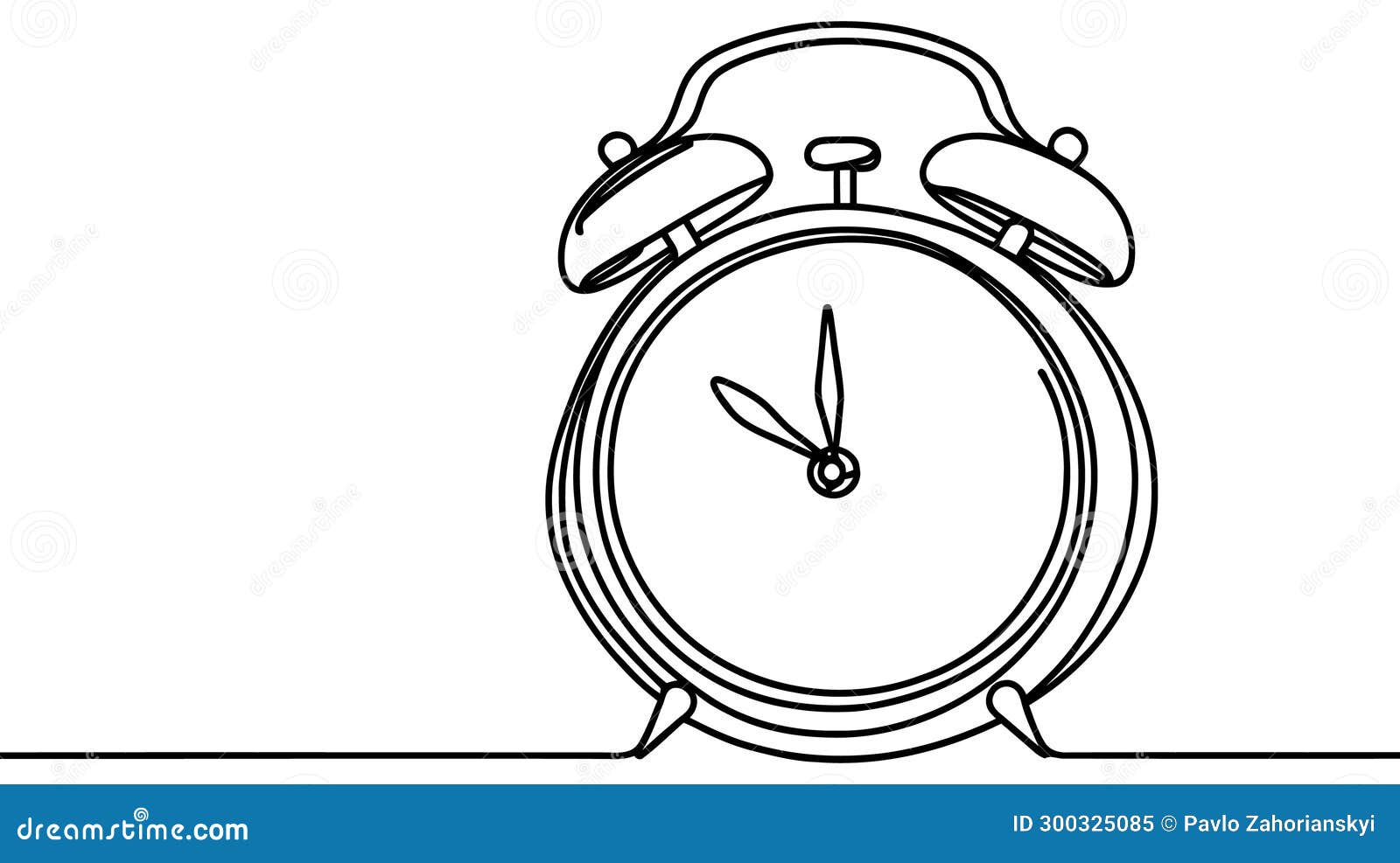 Continuous One Line Drawing Hand Drawn Alarm Clock Isolated On White ...