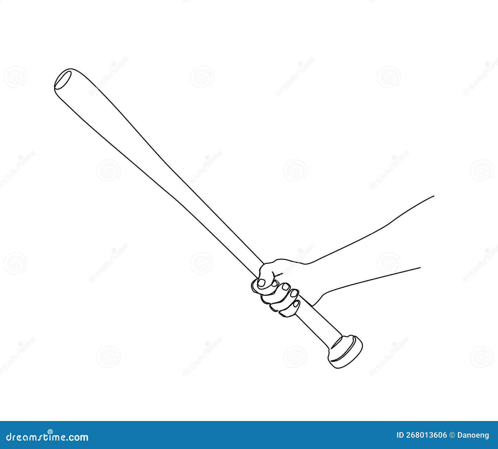 Continuous One Line Drawing of Hand Holding Baseball Bat. Simple ...