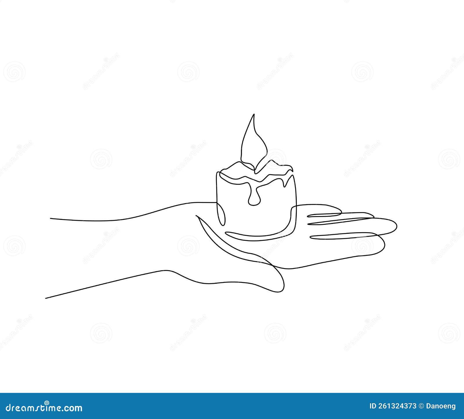 Continuous One Line Drawing of Hand Holding Burning Candle. Candle Burn ...