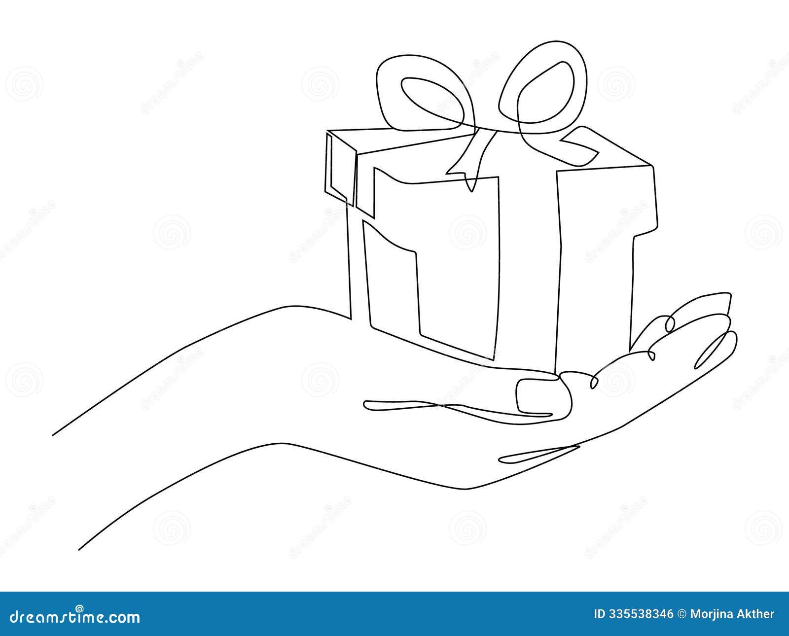 Continuous One Line Drawing of Hand Holding Gift Box, Gift Box in Hands ...