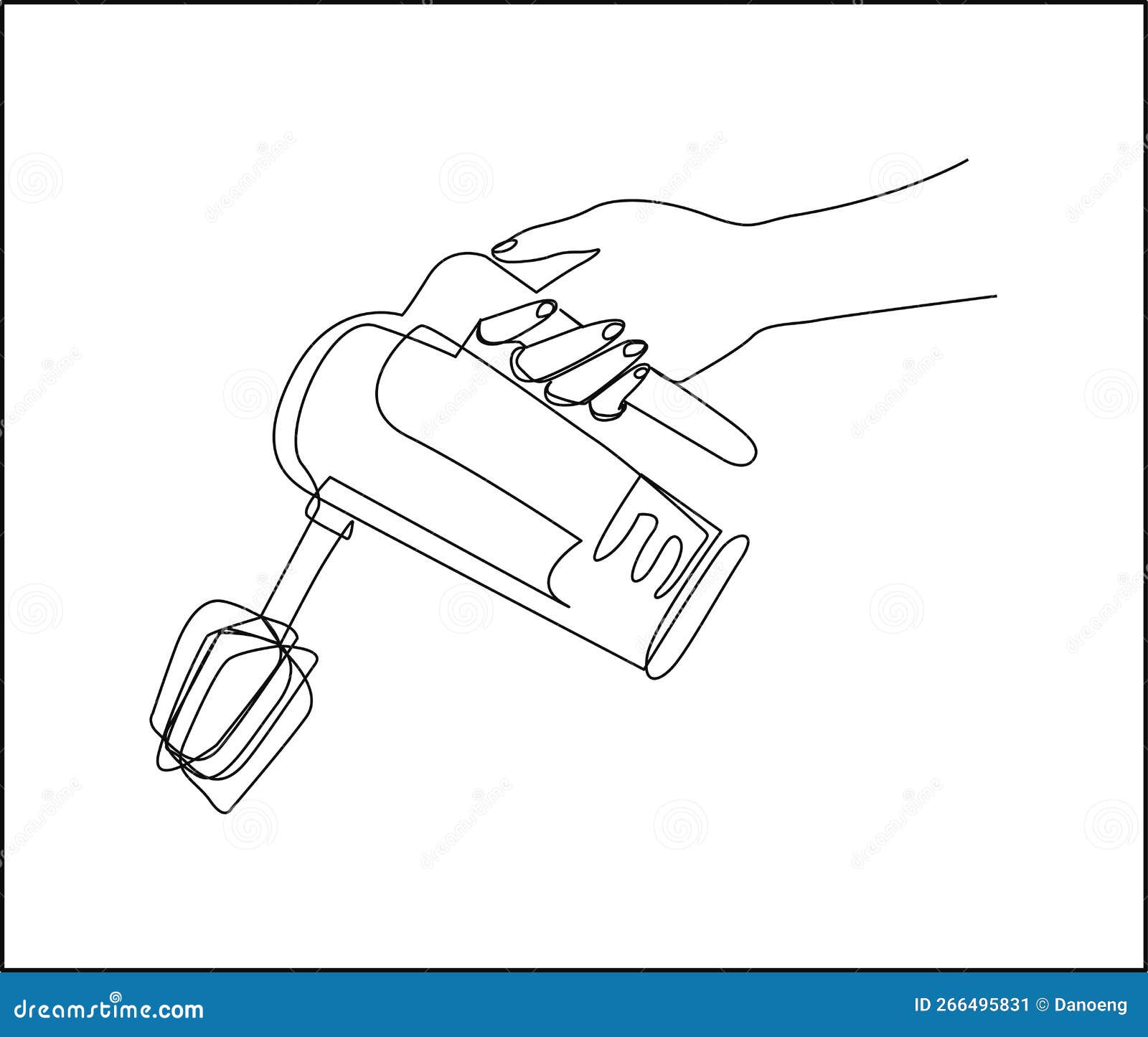 Continuous One Line Drawing of Hand Holding Kitchen Mixer. Electric ...