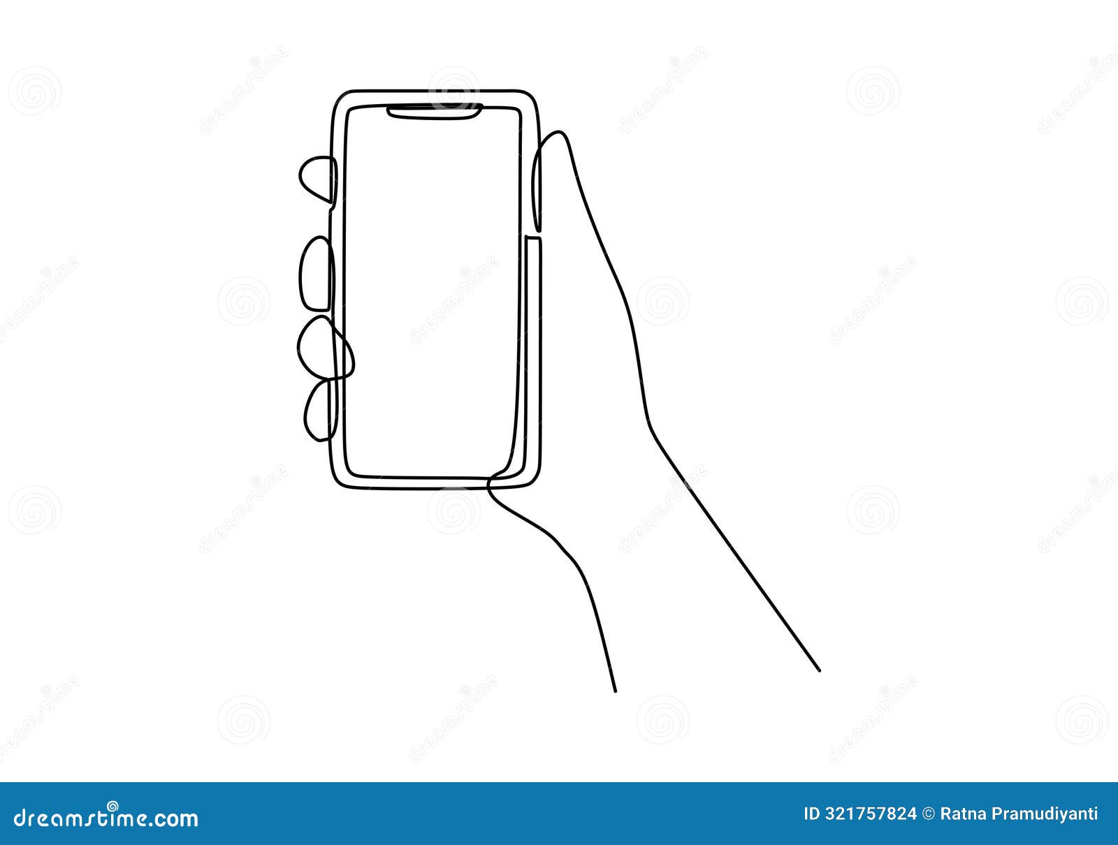 Continuous One Line Drawing. Hand Holding Phone or Smartphone Stock ...