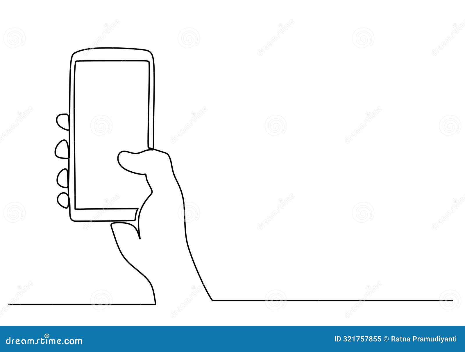 Continuous One Line Drawing. Hand Holding Phone or Smartphone Stock ...