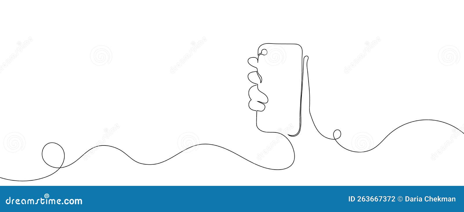 Continuous One Line Drawing in Hand Phone Smartphone on White ...