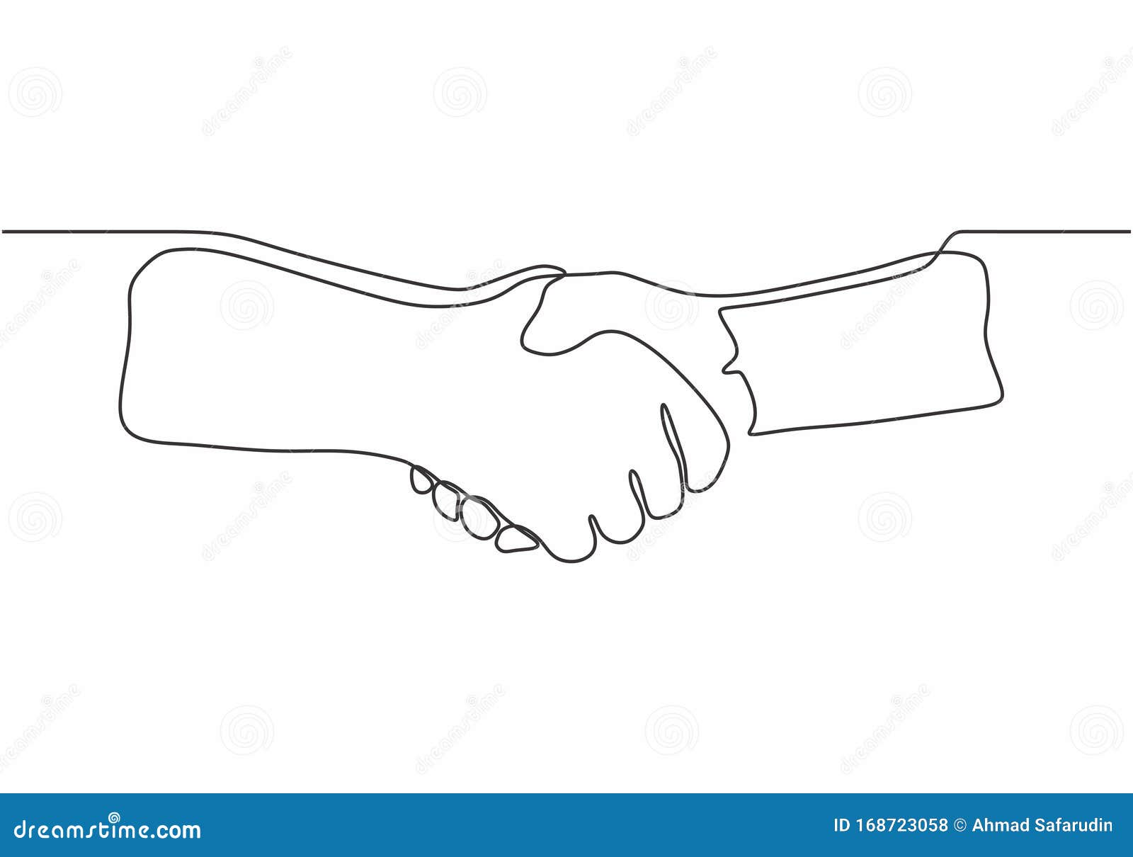 Continuous One Line Drawing of Hand Shake Minimalism Vector ...