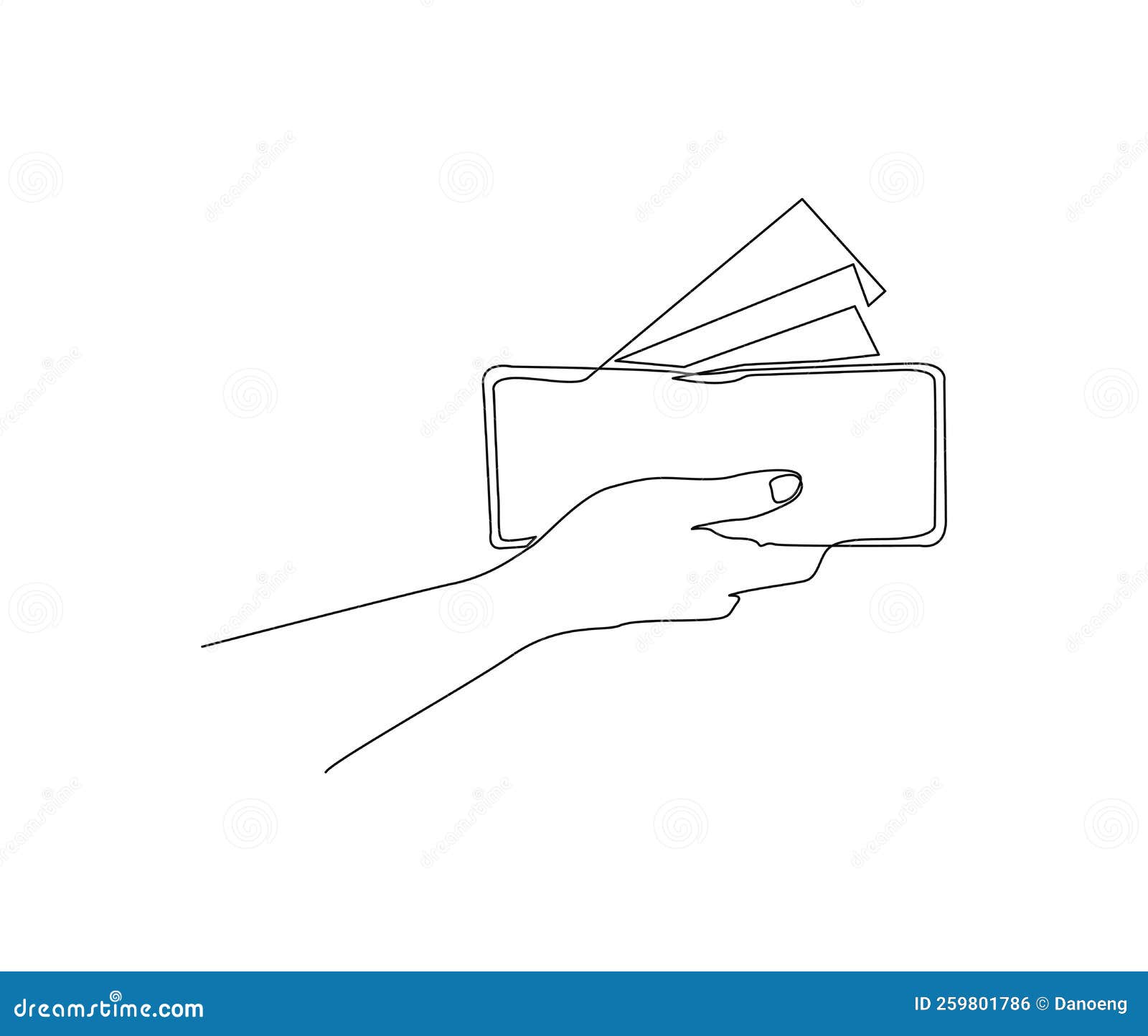 Continuous One Line Drawing Of Hand Wallet With The Money. Wallet Line ...