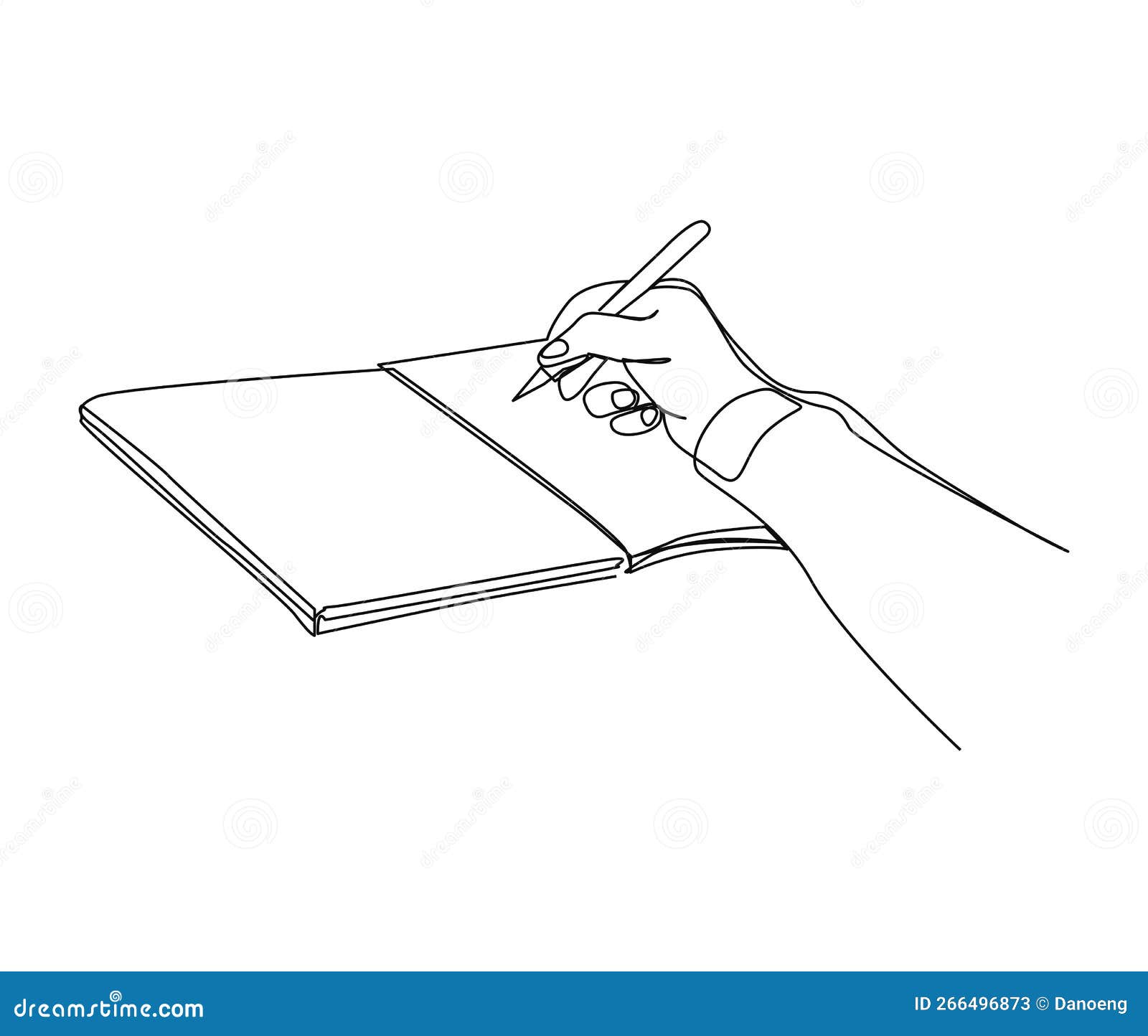 Continuous One Line Drawing of Hand Writing on the Book. Hand Holding ...